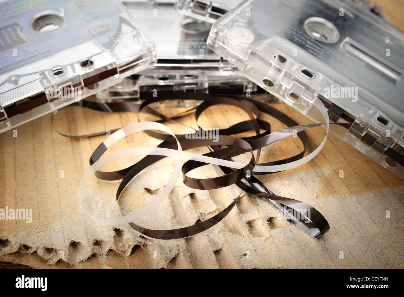 closeup detail of clear plastic tape cassette Stock Photo - Alamy