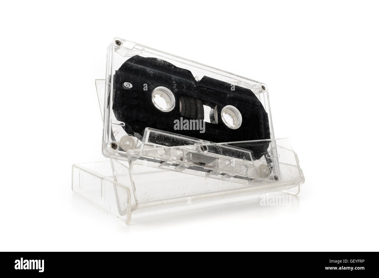closeup detail of clear plastic tape cassette Stock Photo - Alamy