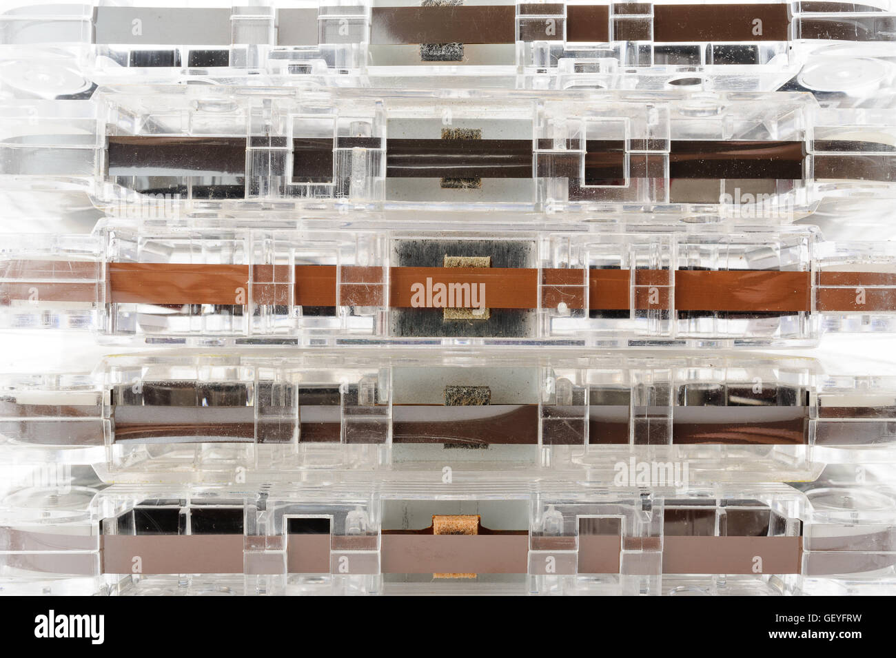 closeup detail of clear plastic tape cassette Stock Photo - Alamy