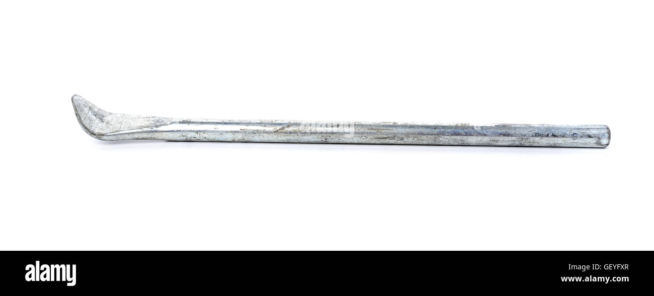 closeup metal crowbar on white background Stock Photo - Alamy
