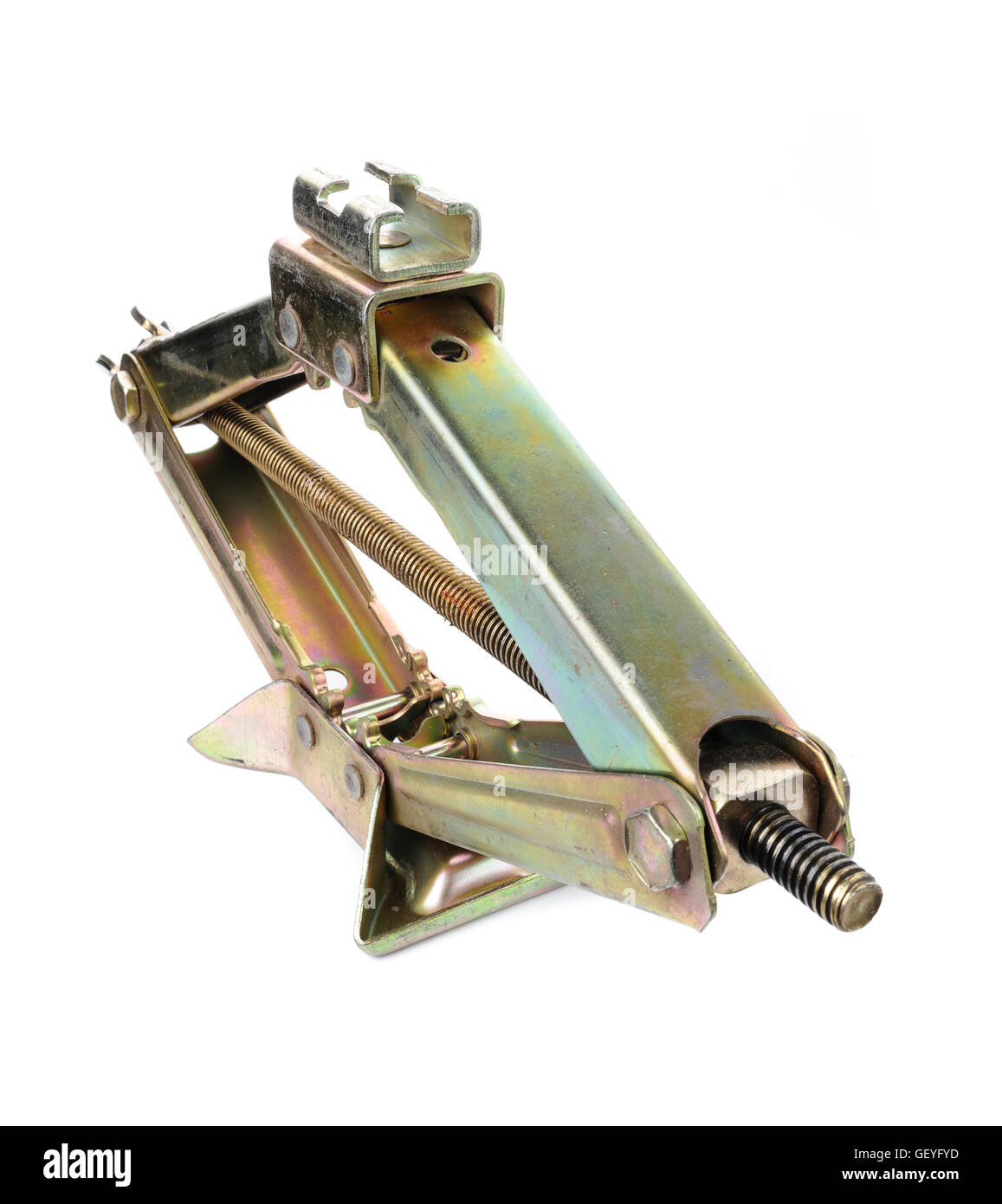 closeup automotive jack isolated on white background Stock Photo - Alamy