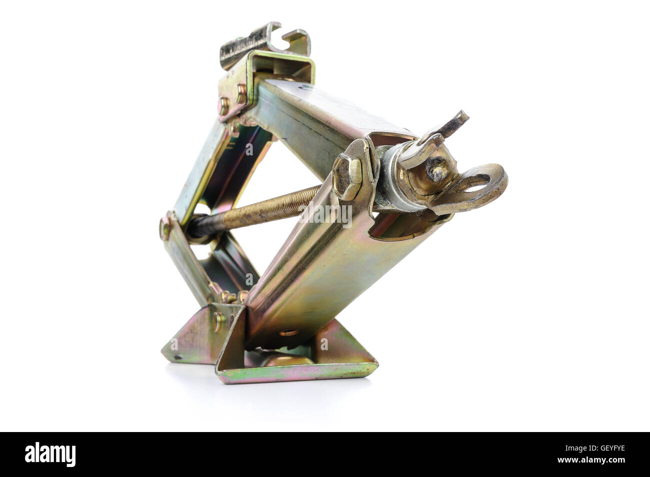 closeup automotive jack isolated on white background Stock Photo - Alamy