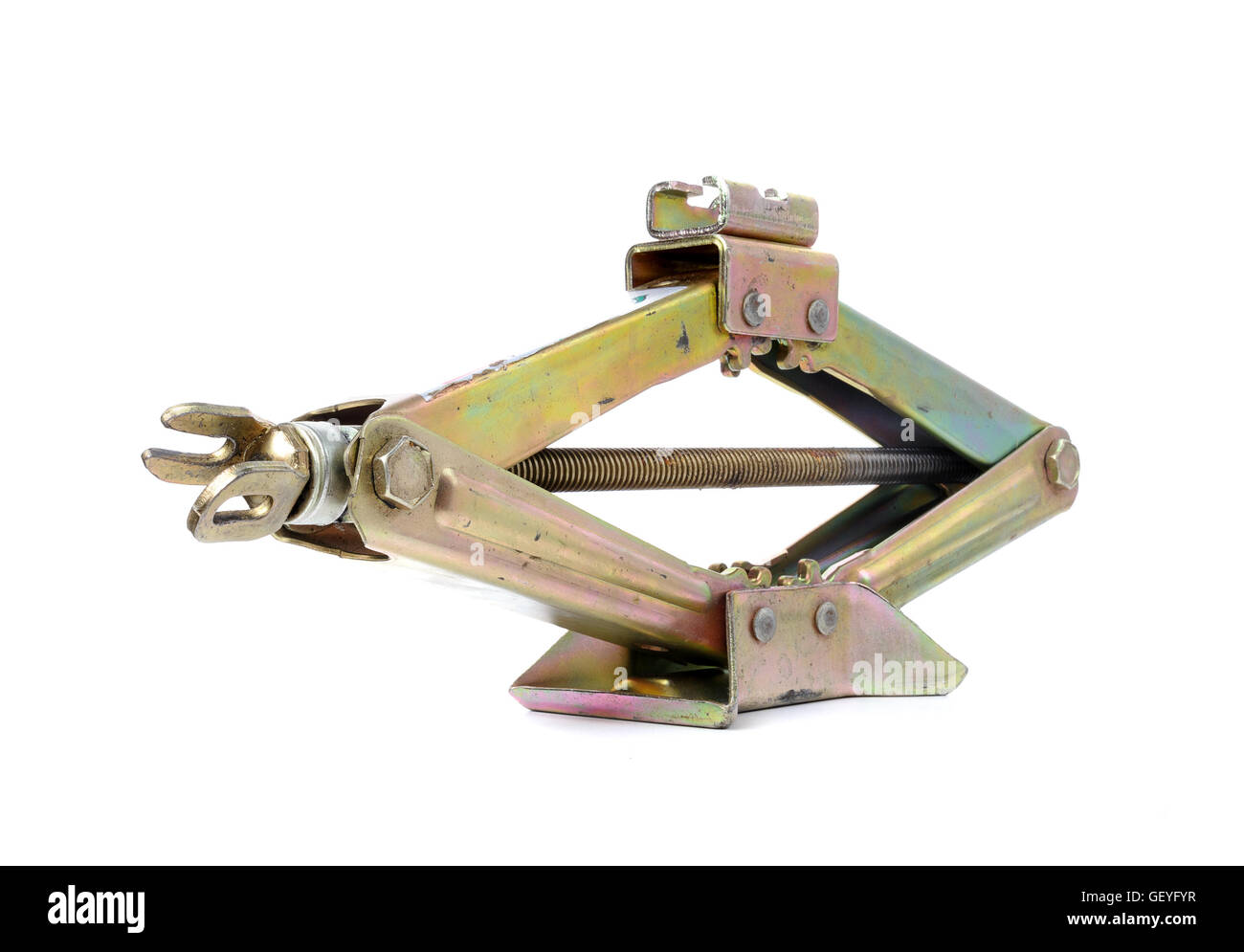 closeup automotive jack isolated on white background Stock Photo - Alamy