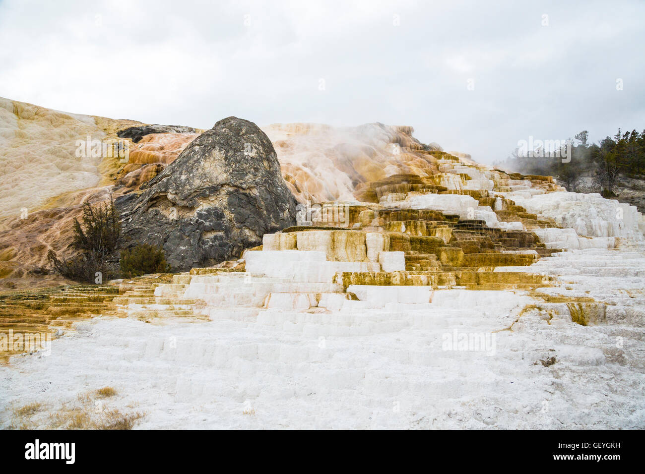 Terraces of rock formation in Yellowstone National Park Montana USA and ...