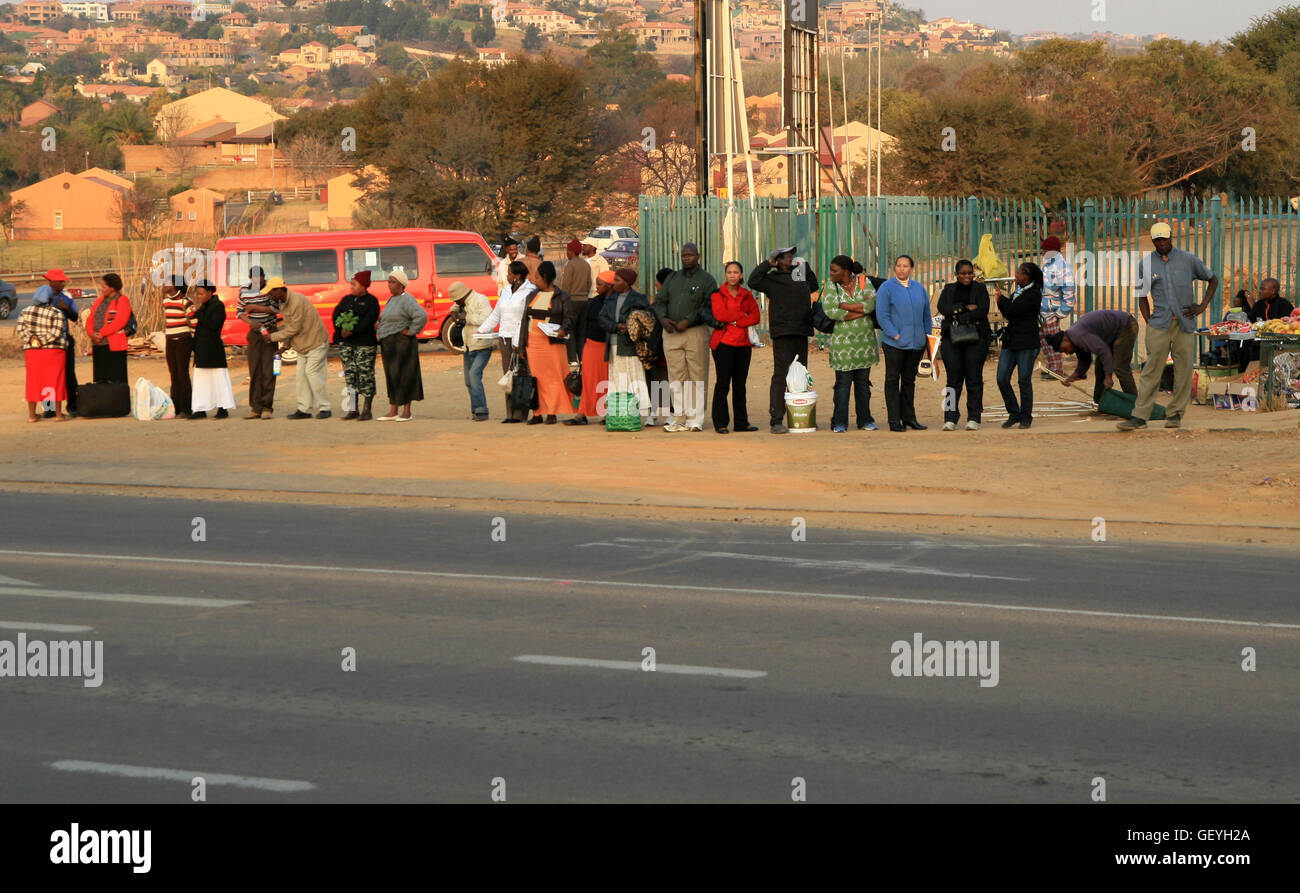 Commuters at the bus station, Moreleta, Pretoria, Gauteng, South Africa ...