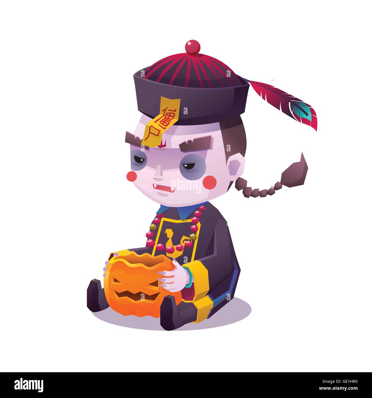 Vector Illustration of Jiangshi Chinese Hopping Vampire Ghost with ...
