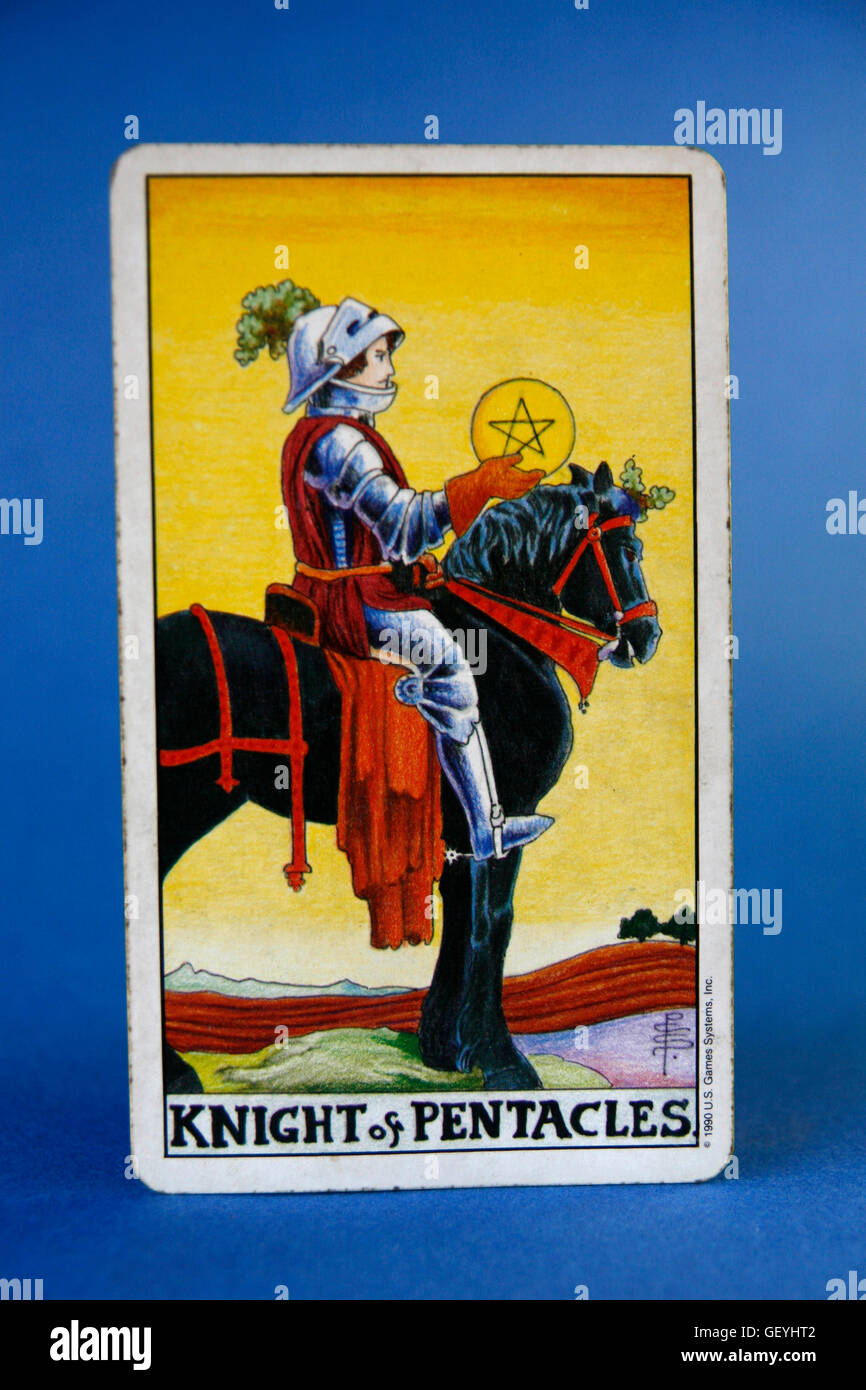 Tarot Cards, Knight of Pentacles Stock Photo - Alamy