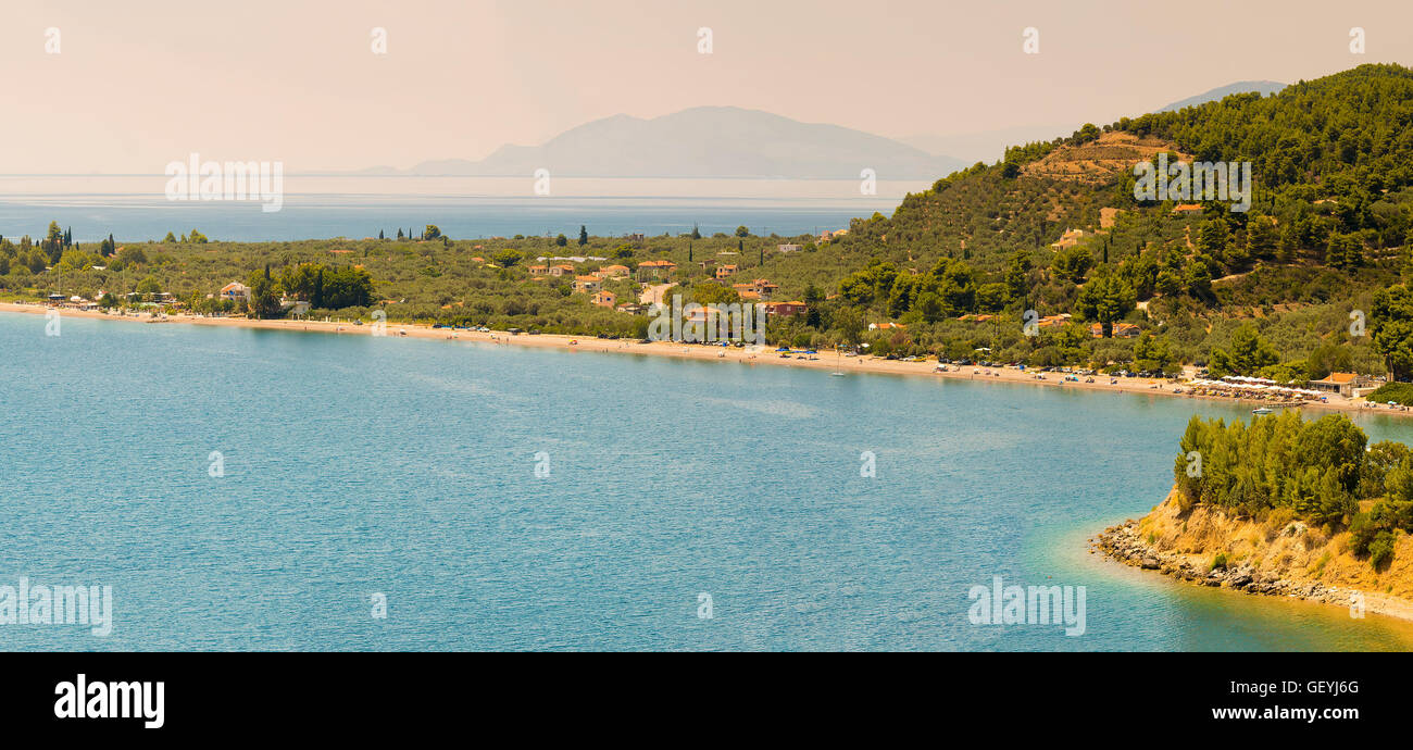 Kochili beach (Spiada) at north Evia. Panoramic view Stock Photo - Alamy