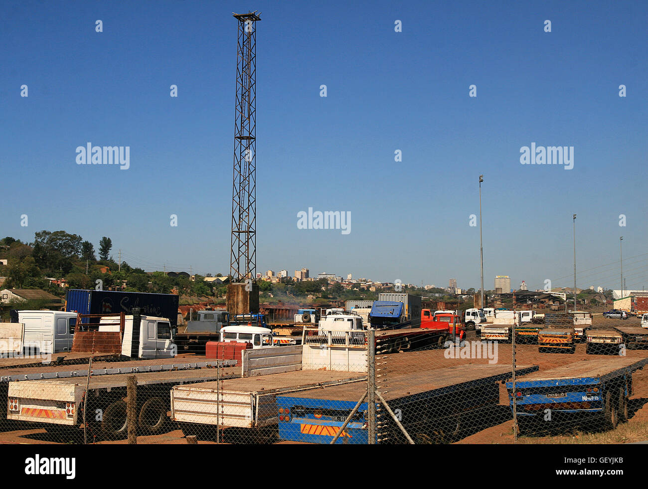 Truck yard, Maputo Harbour, Mozambique Stock Photo - Alamy