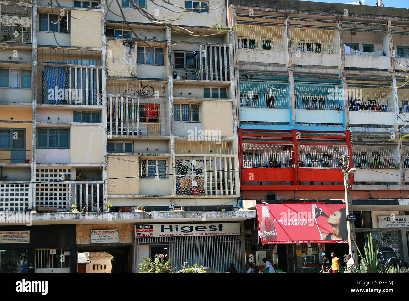 Apartment building with shops, Maputo, Mozambique Stock Photo - Alamy