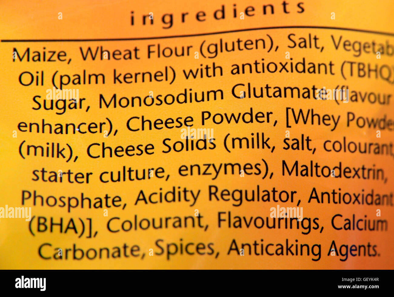 Crisp packet ingredients hi-res stock photography and images - Alamy