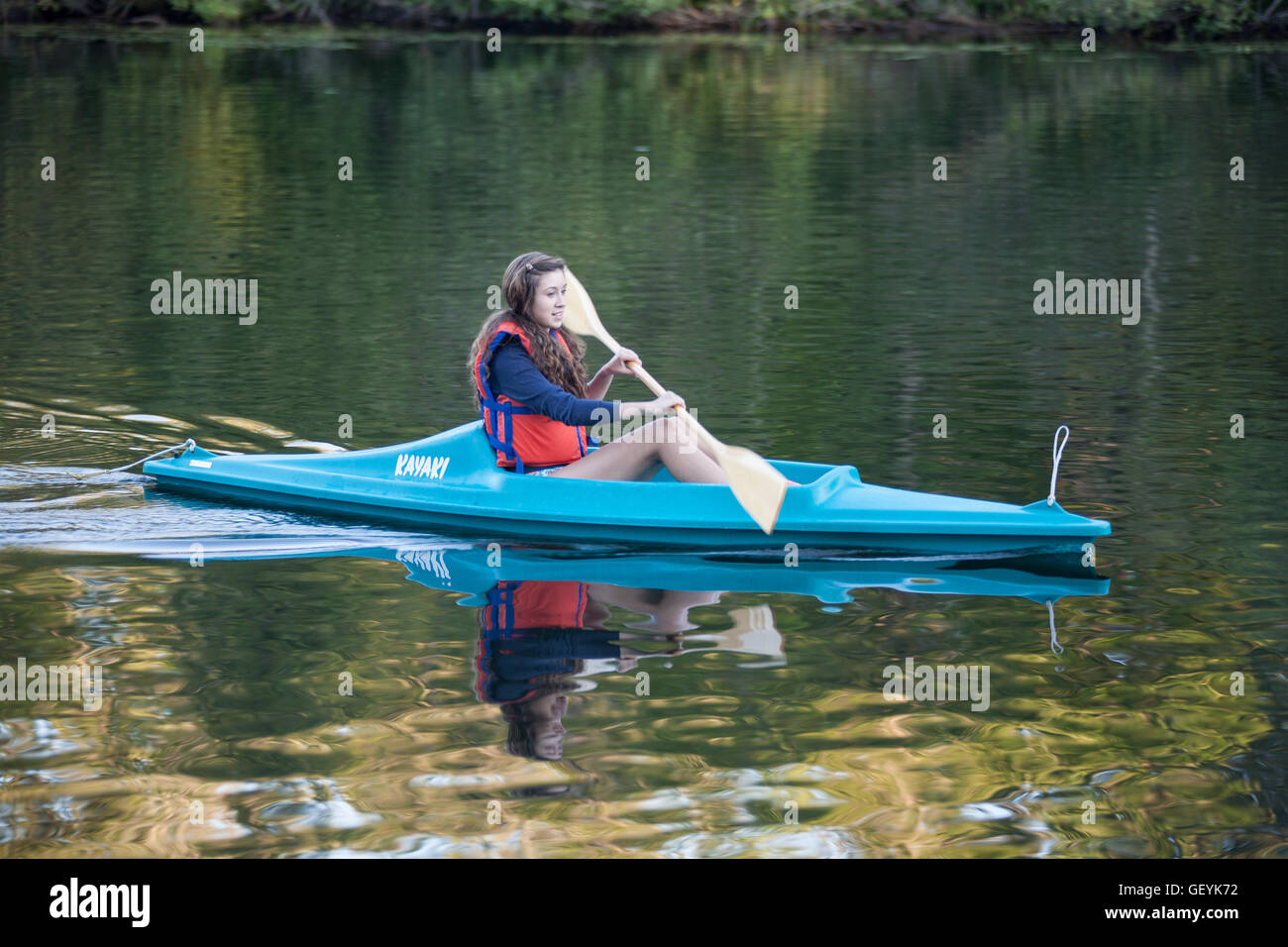 Girl in Kayak Stock Photo - Alamy