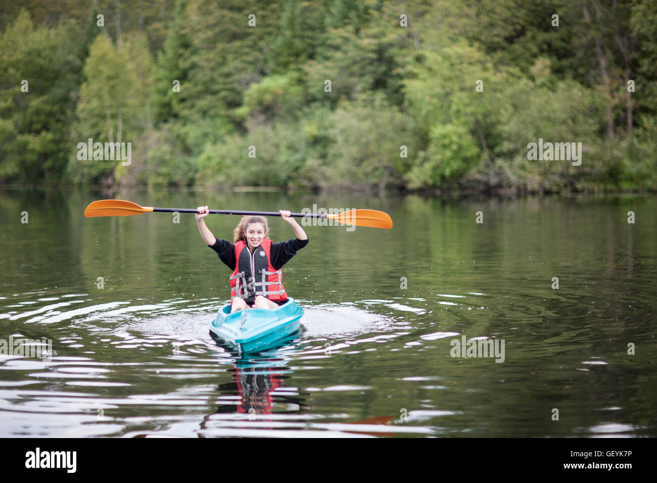 Girl in Kayak Stock Photo - Alamy