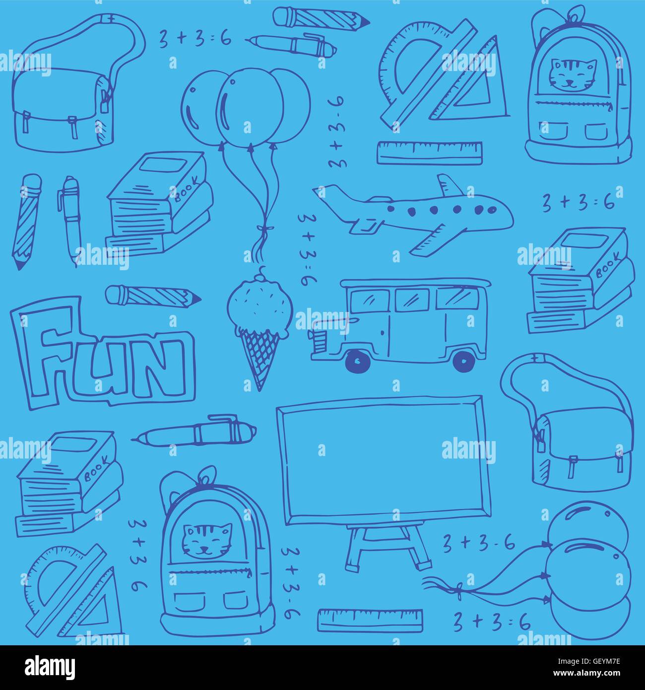 Hand draw classroom supplies doodles hi-res stock photography and ...