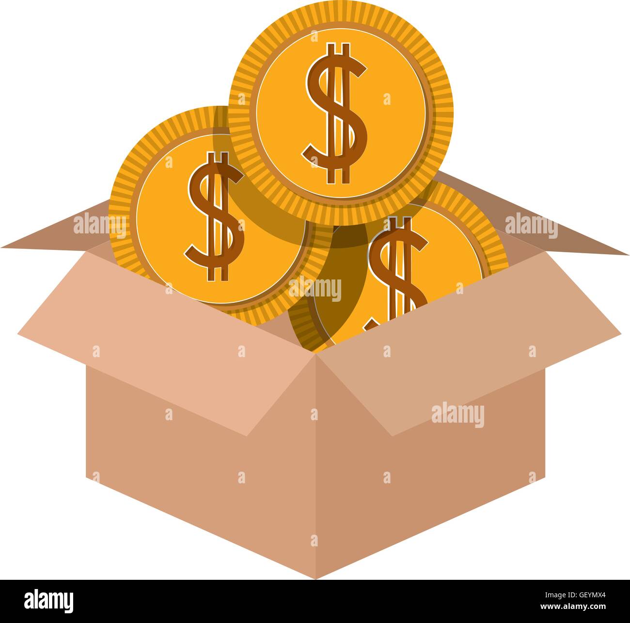 carton box with coins isolated icon design Stock Vector Image & Art - Alamy
