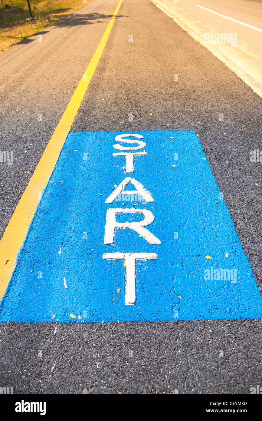 Start point on the asphalt roads for walk and bicycle Stock Photo - Alamy