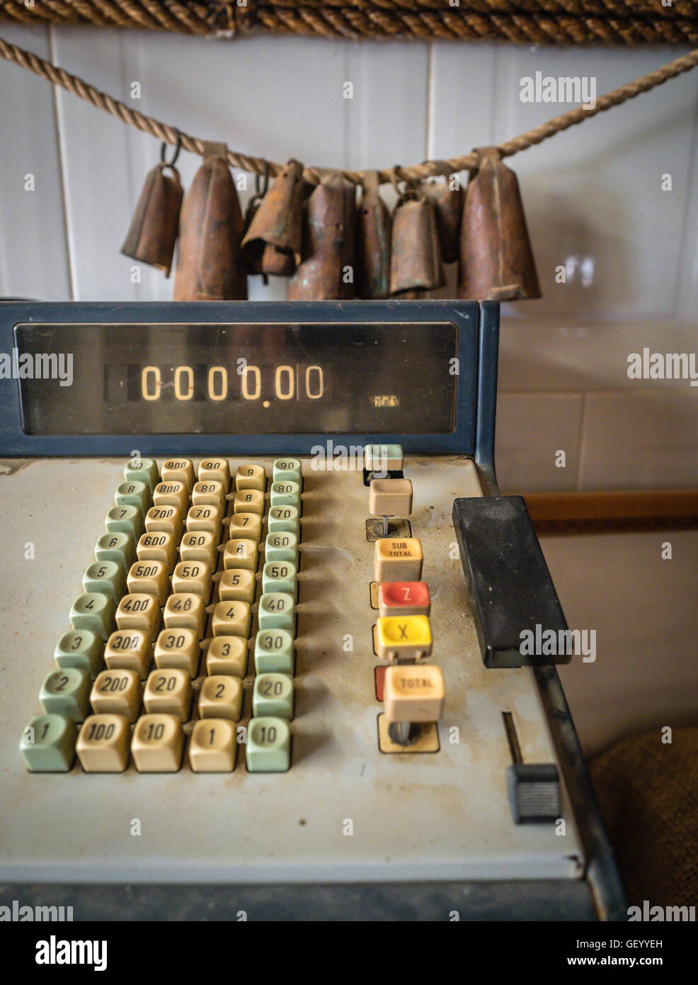 Details of an dirty old rusty vintage cash register Stock Photo - Alamy