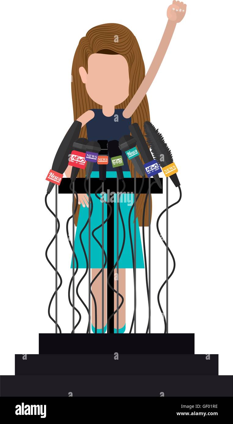 Microphones podium news conference Stock Vector Images - Alamy
