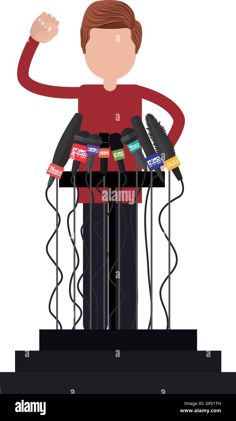 Microphones podium news conference Stock Vector Images - Alamy