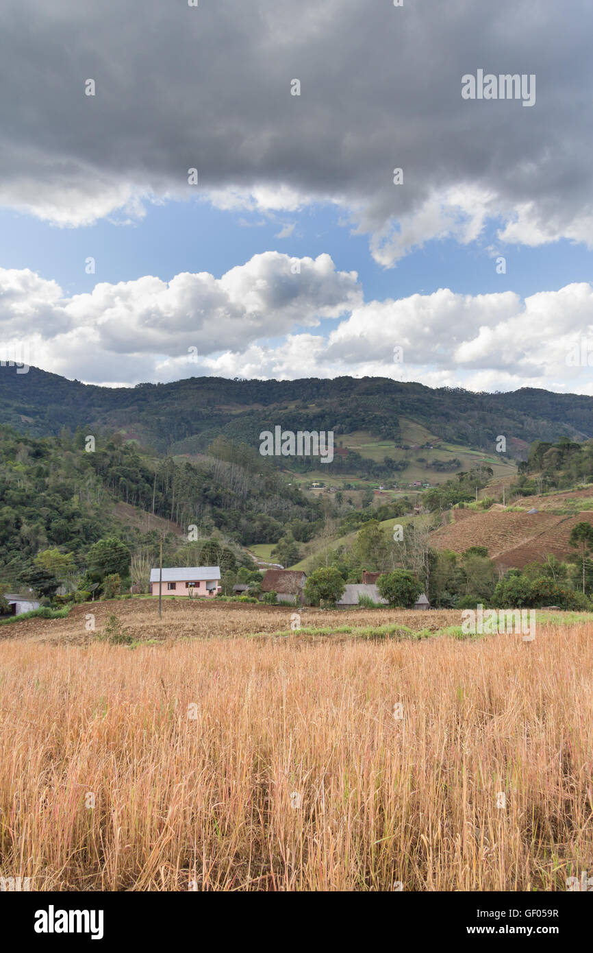 Farm and mountain Stock Photo - Alamy