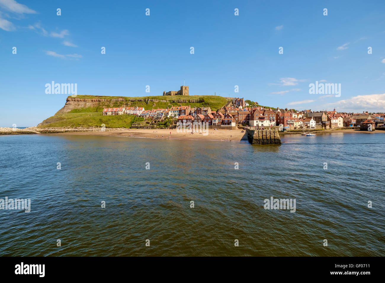 The church of Saint Mary overlooking Whitby Harbour, North Yorkshire ...