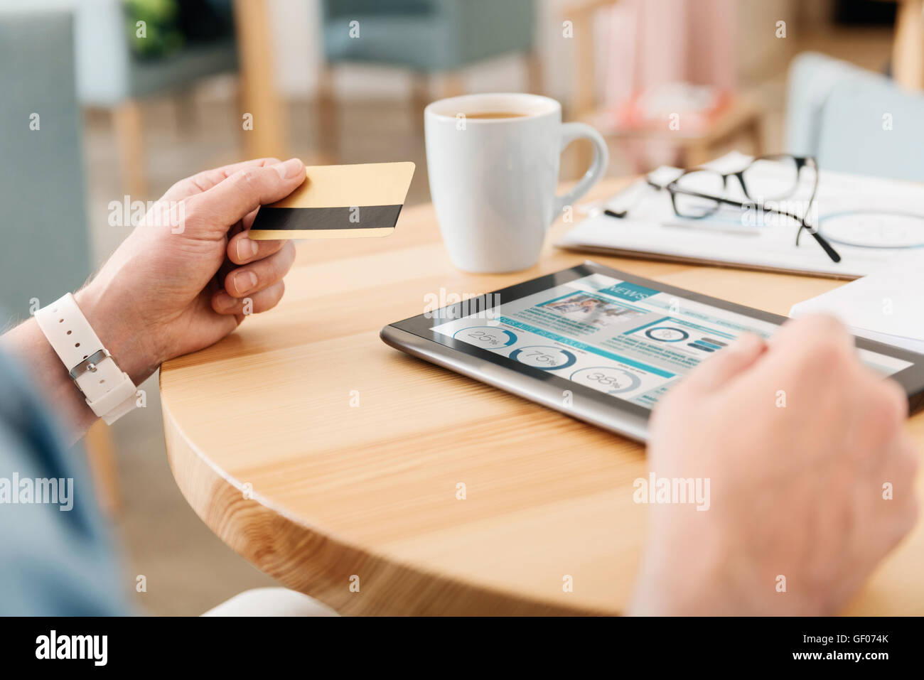 Man being in a cafe Stock Photo - Alamy
