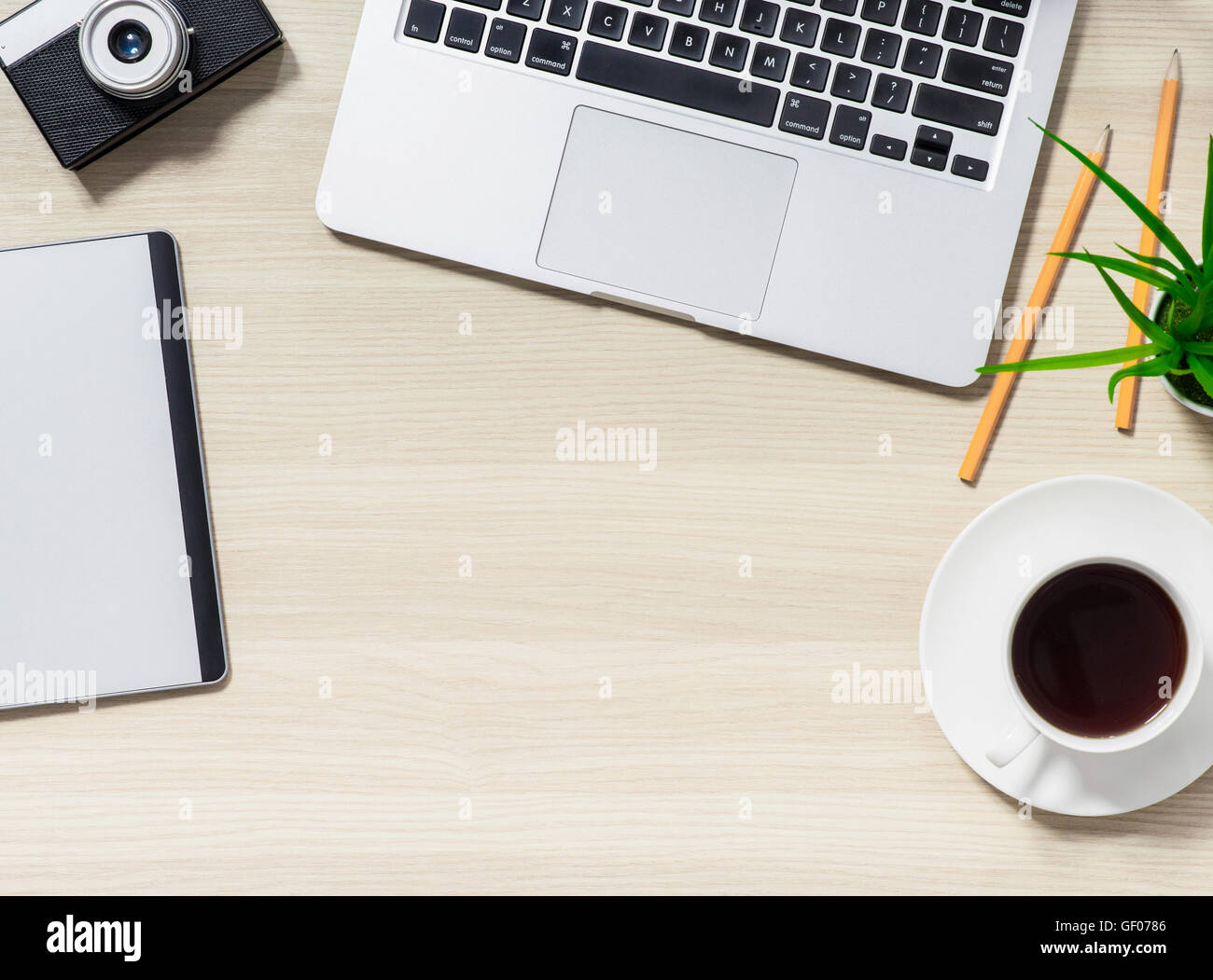 Laptop cup coffee table surface copy hi-res stock photography and ...
