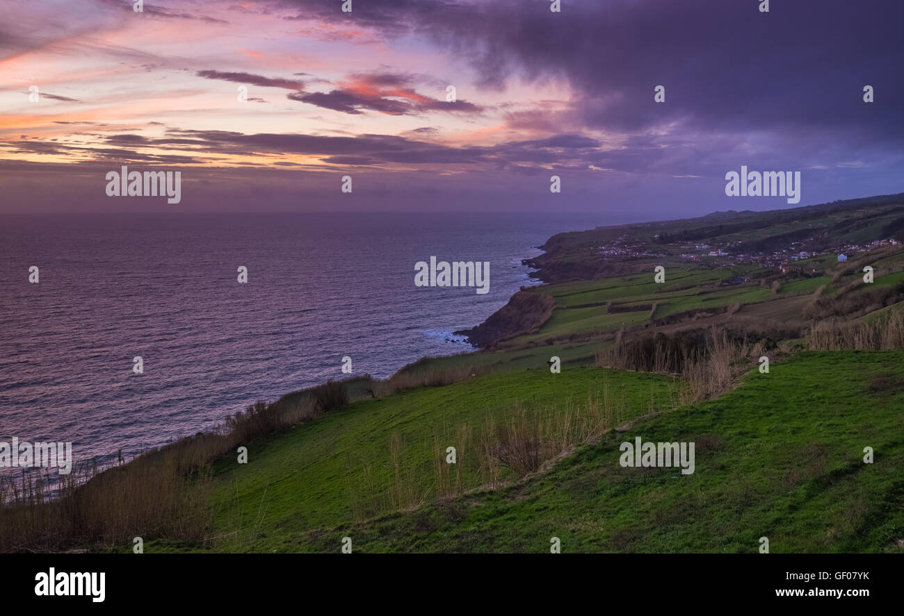Cliffs of the stunningly beautiful coastline of Sao Miguel Island in ...