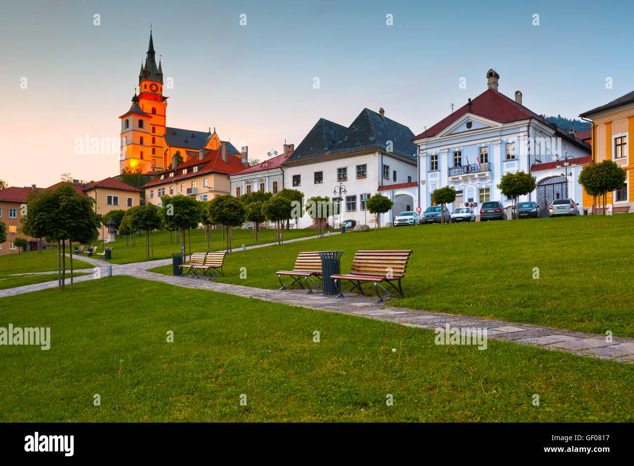 Historic medieval mining town of Kremnica in central Slovakia Stock ...
