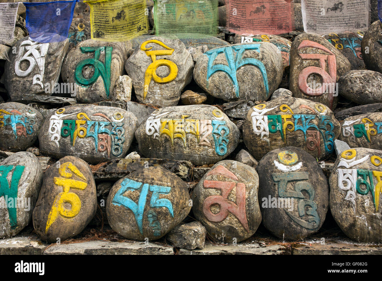 Buddhist prayer stone nepal hi-res stock photography and images - Alamy