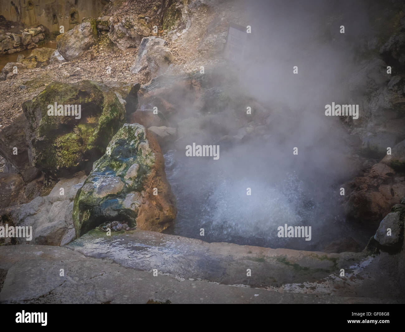 Geothermal hot water hole in Furnas, Sao Miguel, Azores, Portugal Stock ...