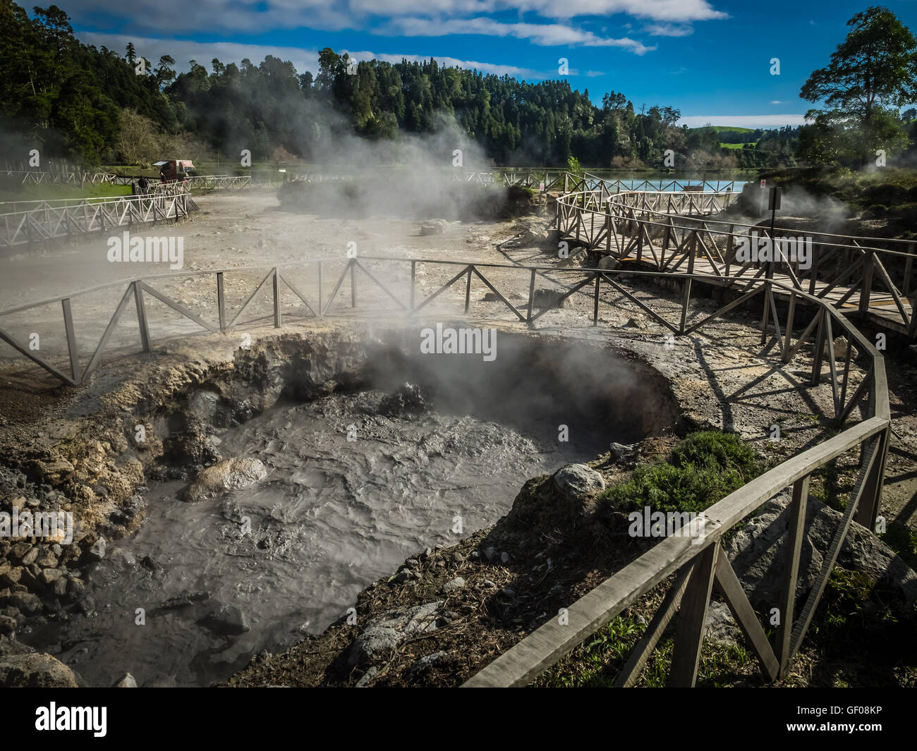 Geothermal hot water holes in Furnas, Sao Miguel, Azores, Portugal ...