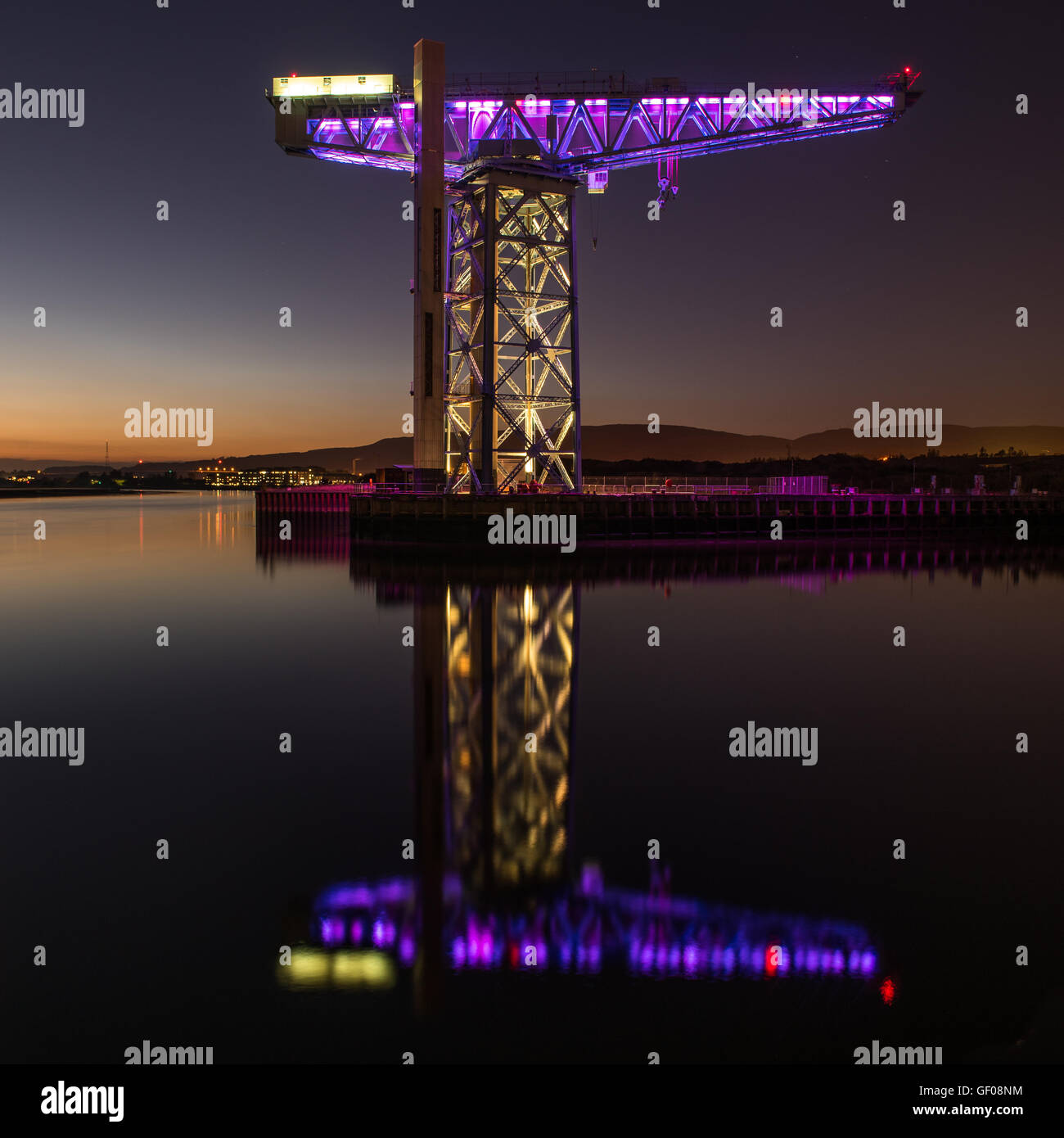 Reflections of the Titan Crane on the River Clyde at Clydebank in ...