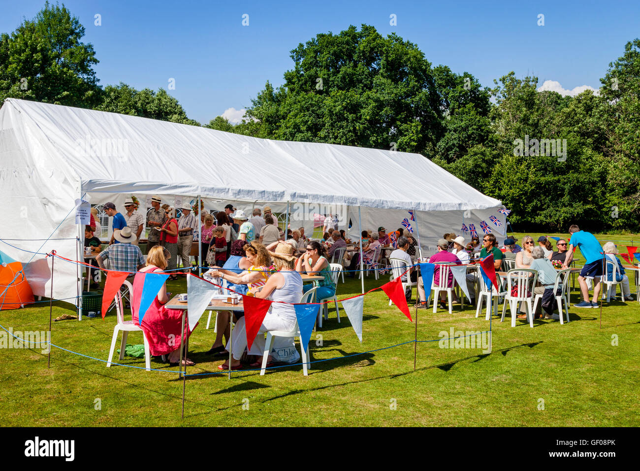 People Eating Cakes and Drinking Tea Outside A Marquee, Withyham Fete ...