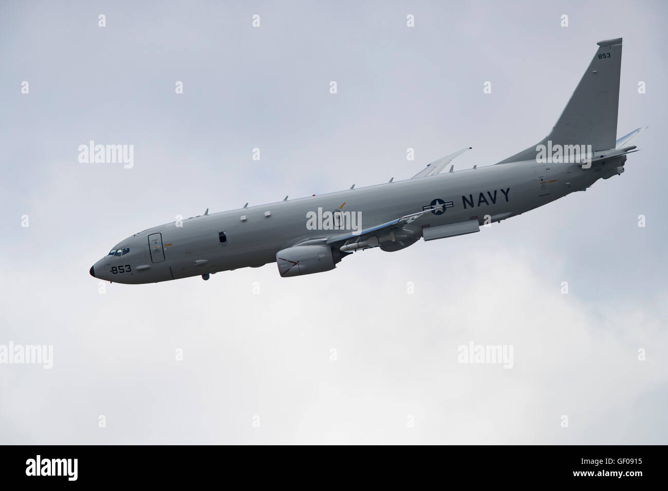 P-8A Poseidon 737-800 Boeing military jet aircraft flying at the 2016 ...