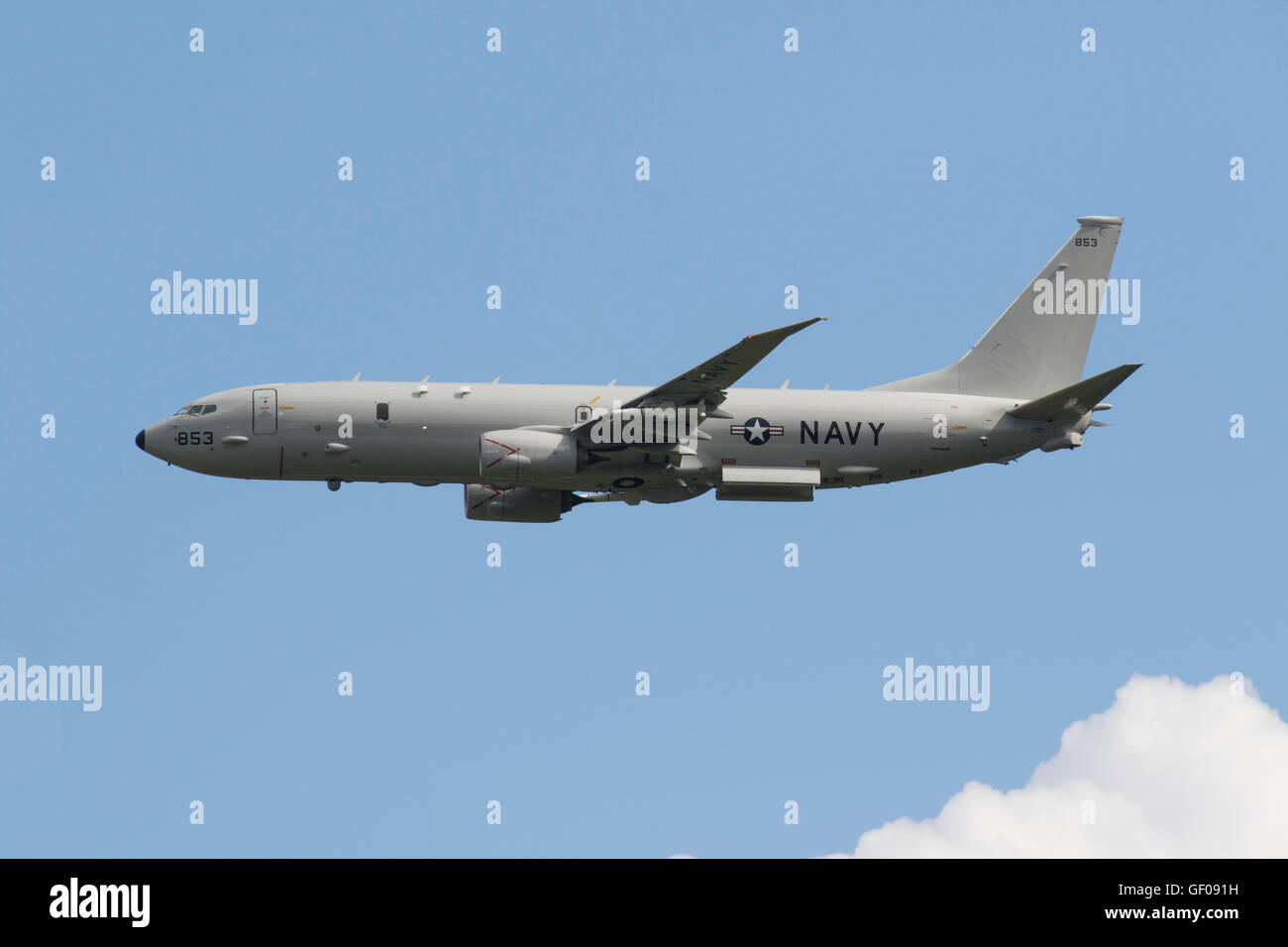 P-8A Poseidon 737-800 Boeing military jet aircraft flying at the 2016 ...