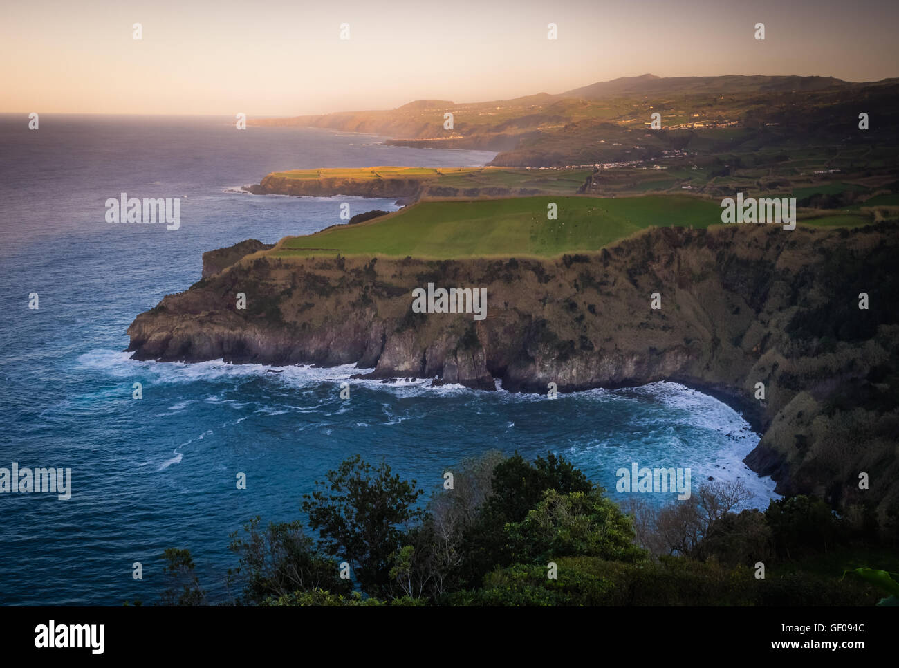 Cliffs of the stunningly beautiful coastline of Sao Miguel Island in ...