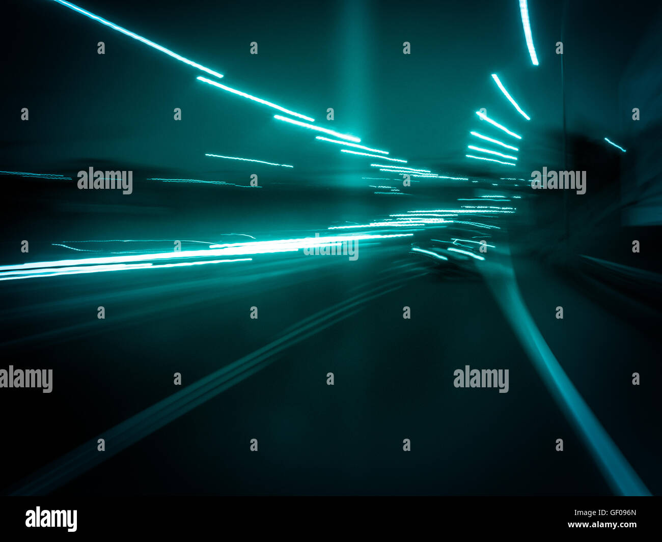 Picture of cold blueish random abstract light trails. Picture taken ...