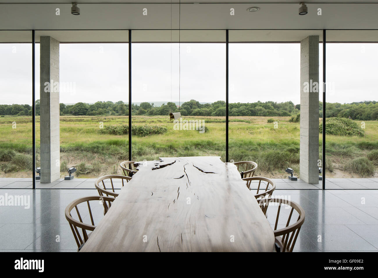 Interior view of dining table looking out to Nature reserve. South ...