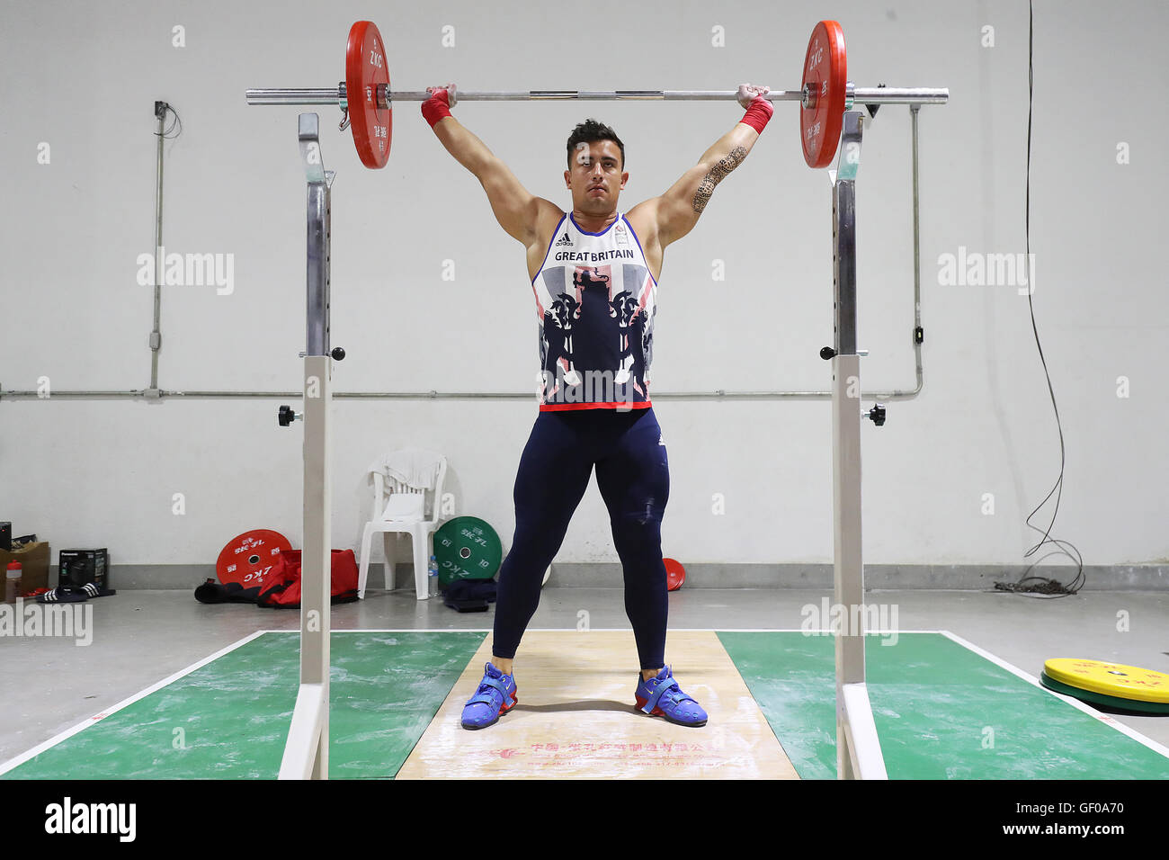 Team GB weightlifter Sonny Webster at the team training camp in Belo ...