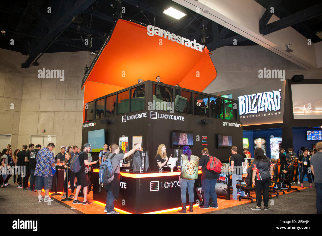 The LootCrate and GamesRadar booth on the convention floor at San Diego ...