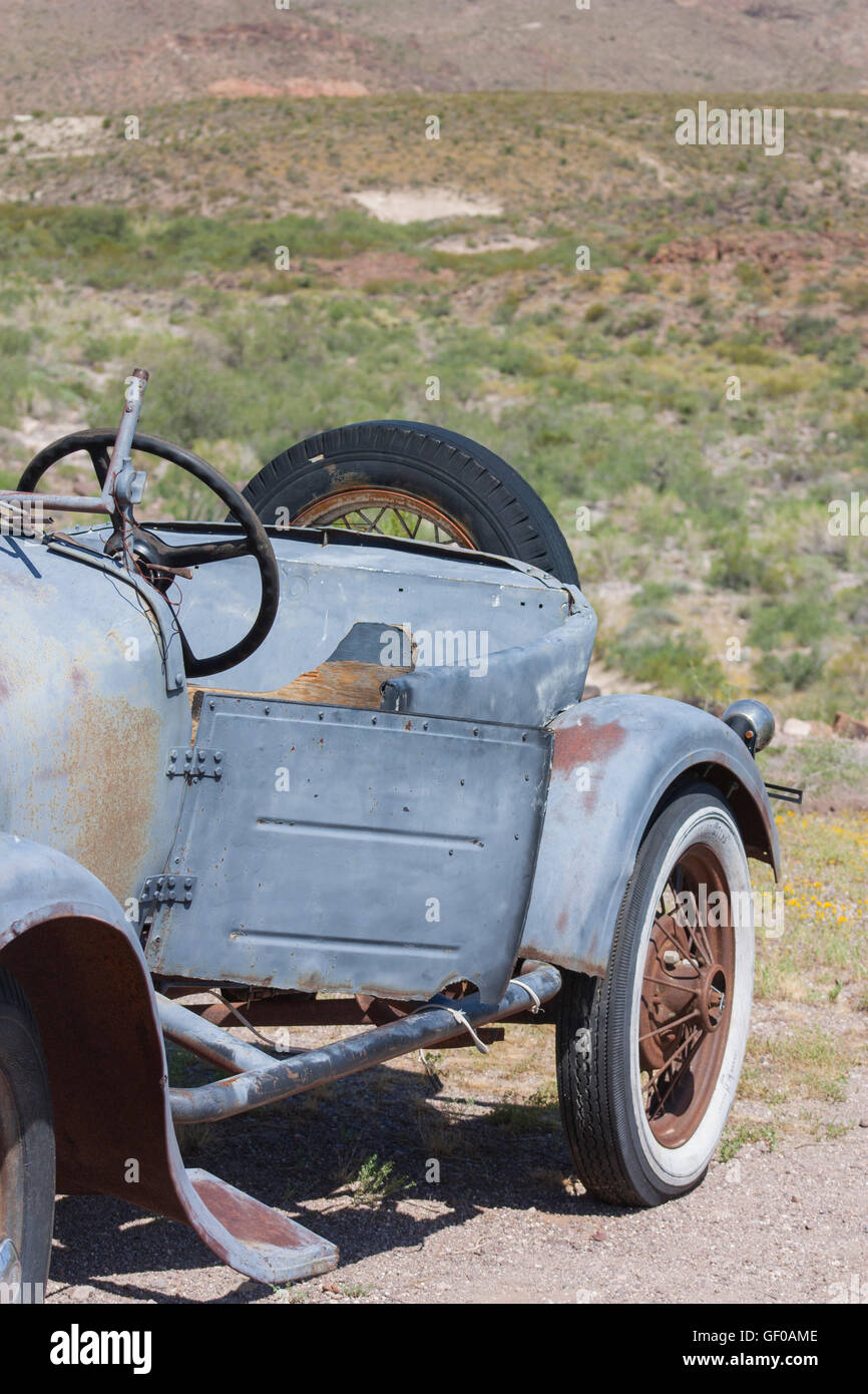 old abandoned open top vintage jalopy car in arizona desert Stock Photo ...