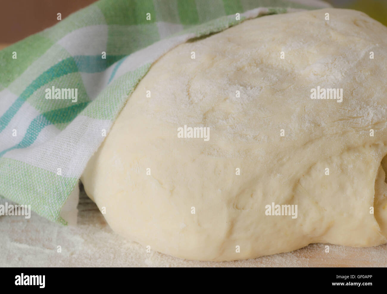 raw dough on wooden pastry board Stock Photo - Alamy