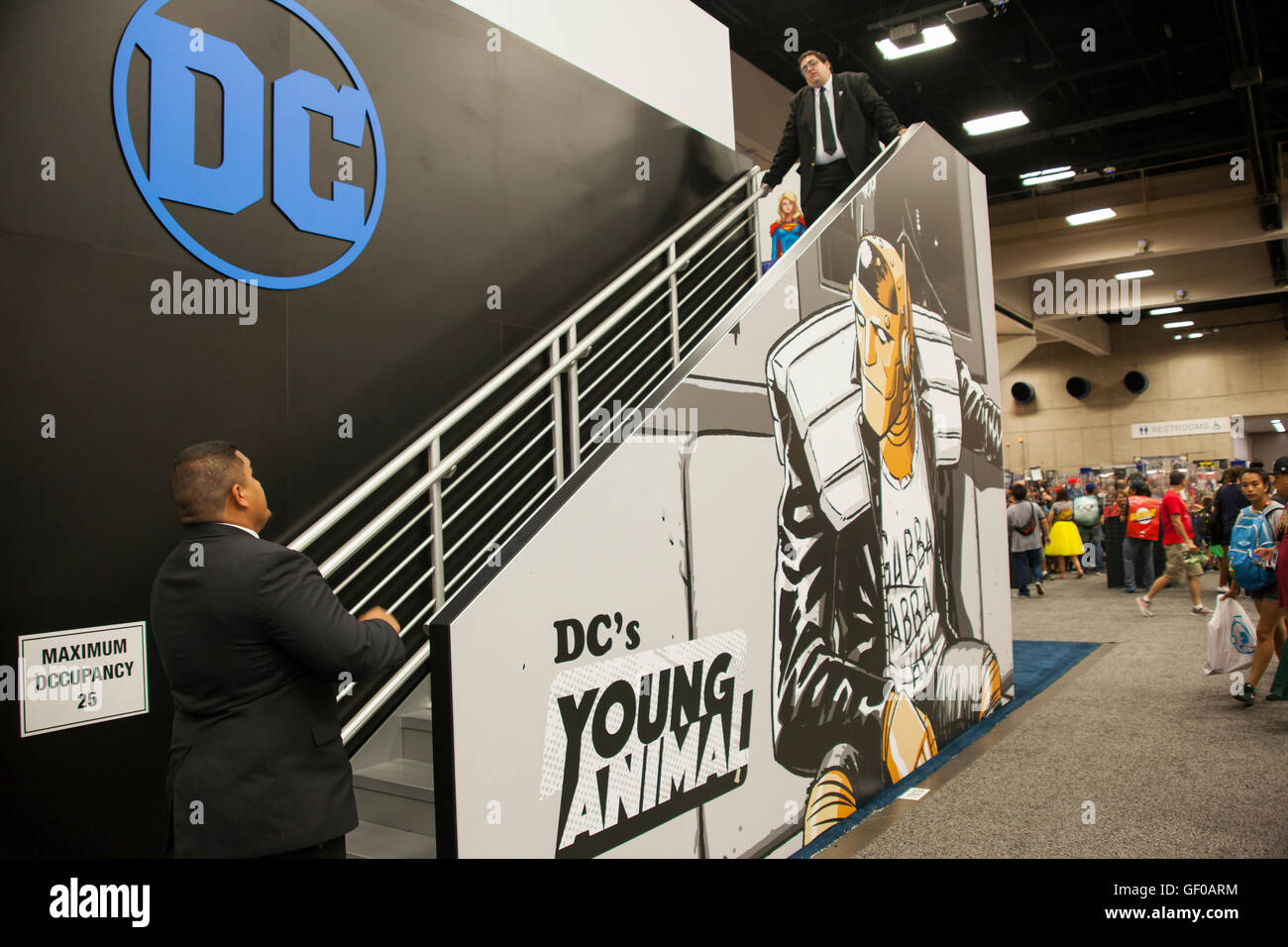 Display at the DC Comics booth at San Diego Comic Con, July 2016 Stock ...