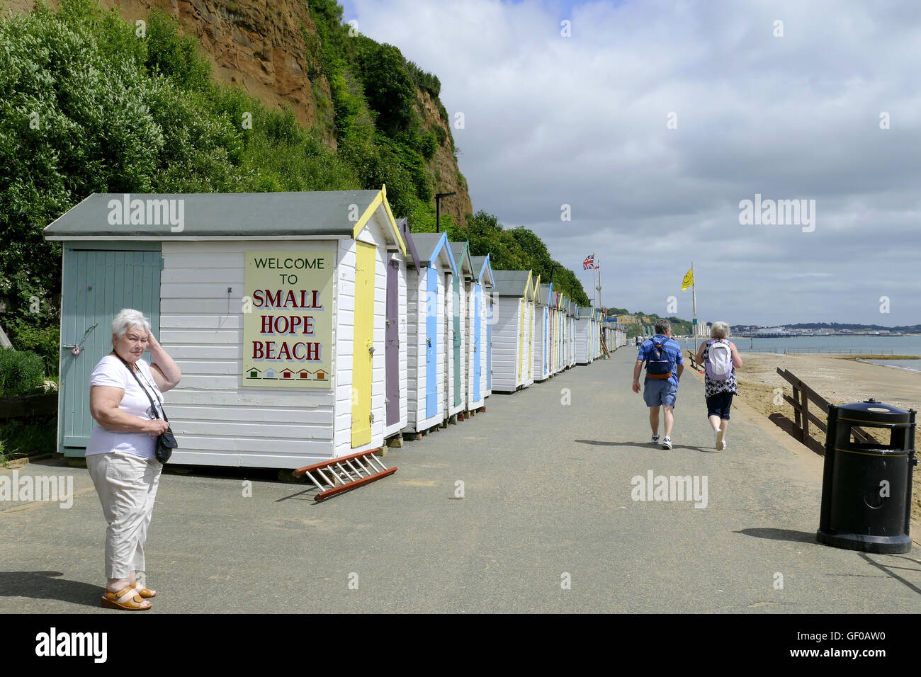 Shanklin, Isle of Wight, UK. June 21, 2016. A senior lady and a couple ...