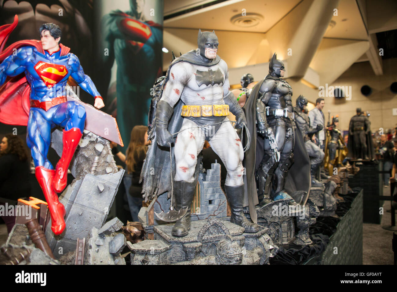 Superhero, comic book and movie character figures on display and for ...