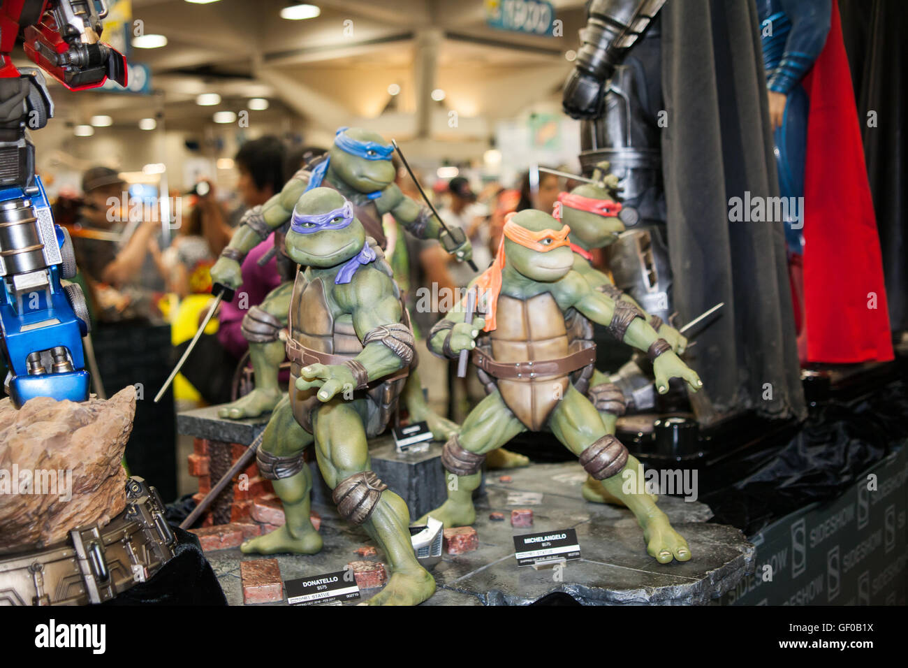 Superhero, comic book and movie character figures on display and for ...