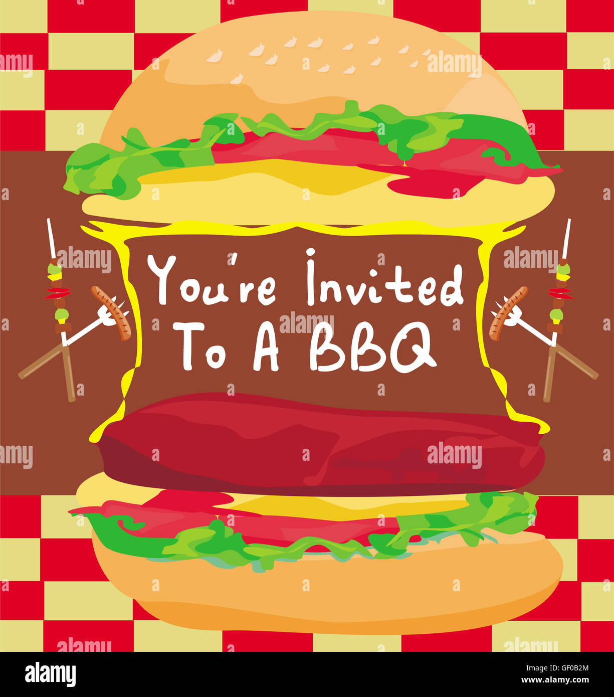 BBQ Party Big Burger invitation Stock Photo - Alamy