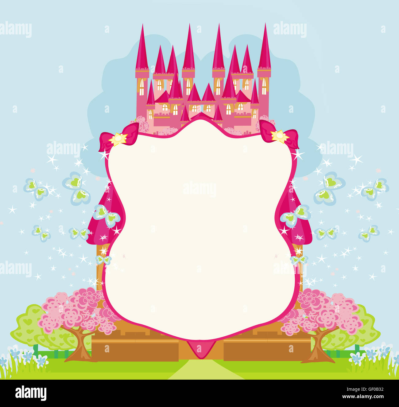 beautiful fairytale pink castle frame Stock Photo - Alamy