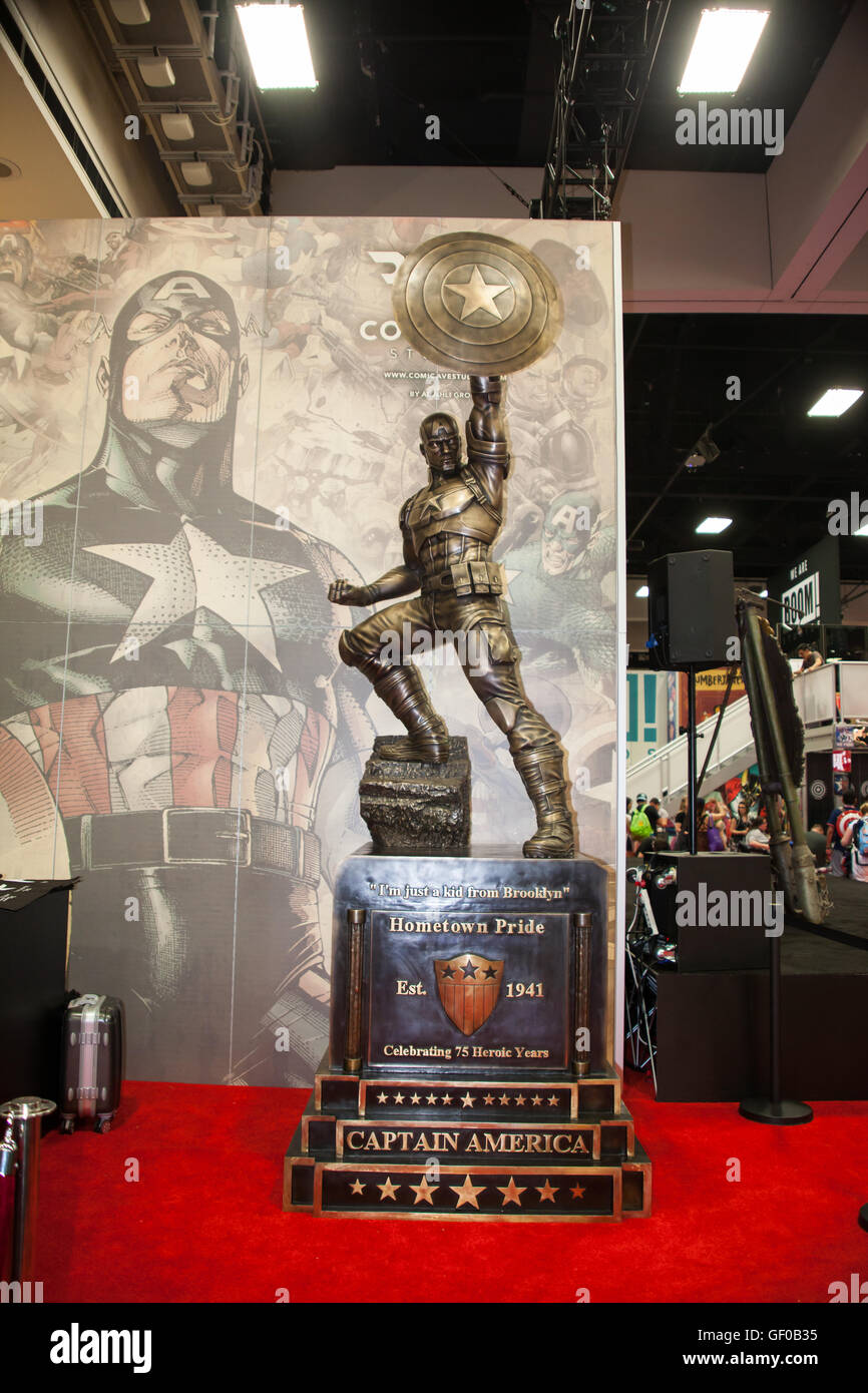 The full sized bronze statue of Captain America on display at San Diego ...
